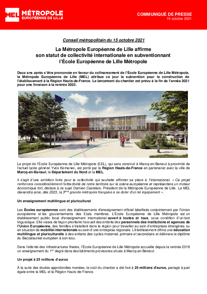 CP MEL - La MEL affirme son statut de collectivité internationale en ...